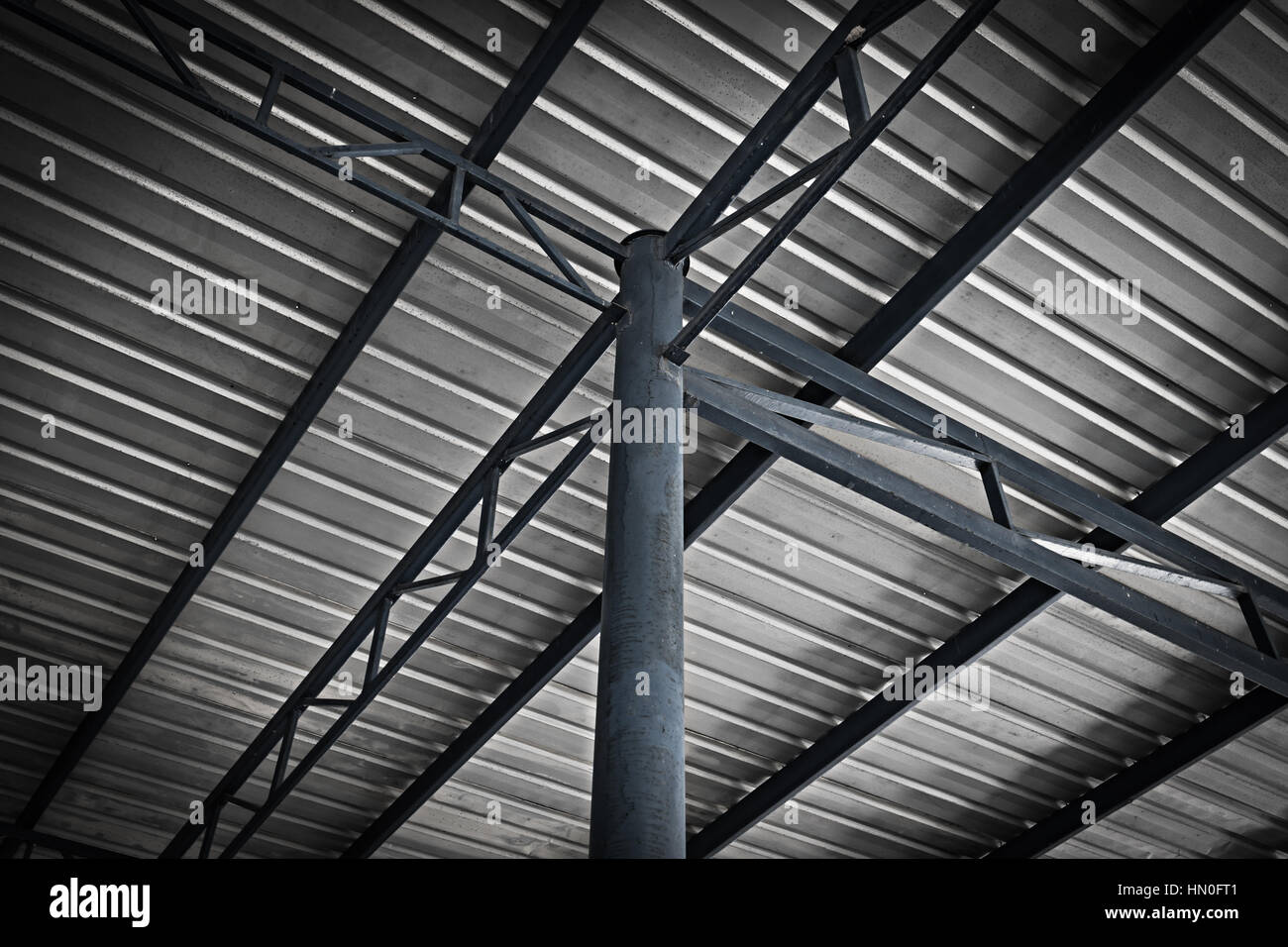Old roof and rust steel truss for background/texture,process color ...