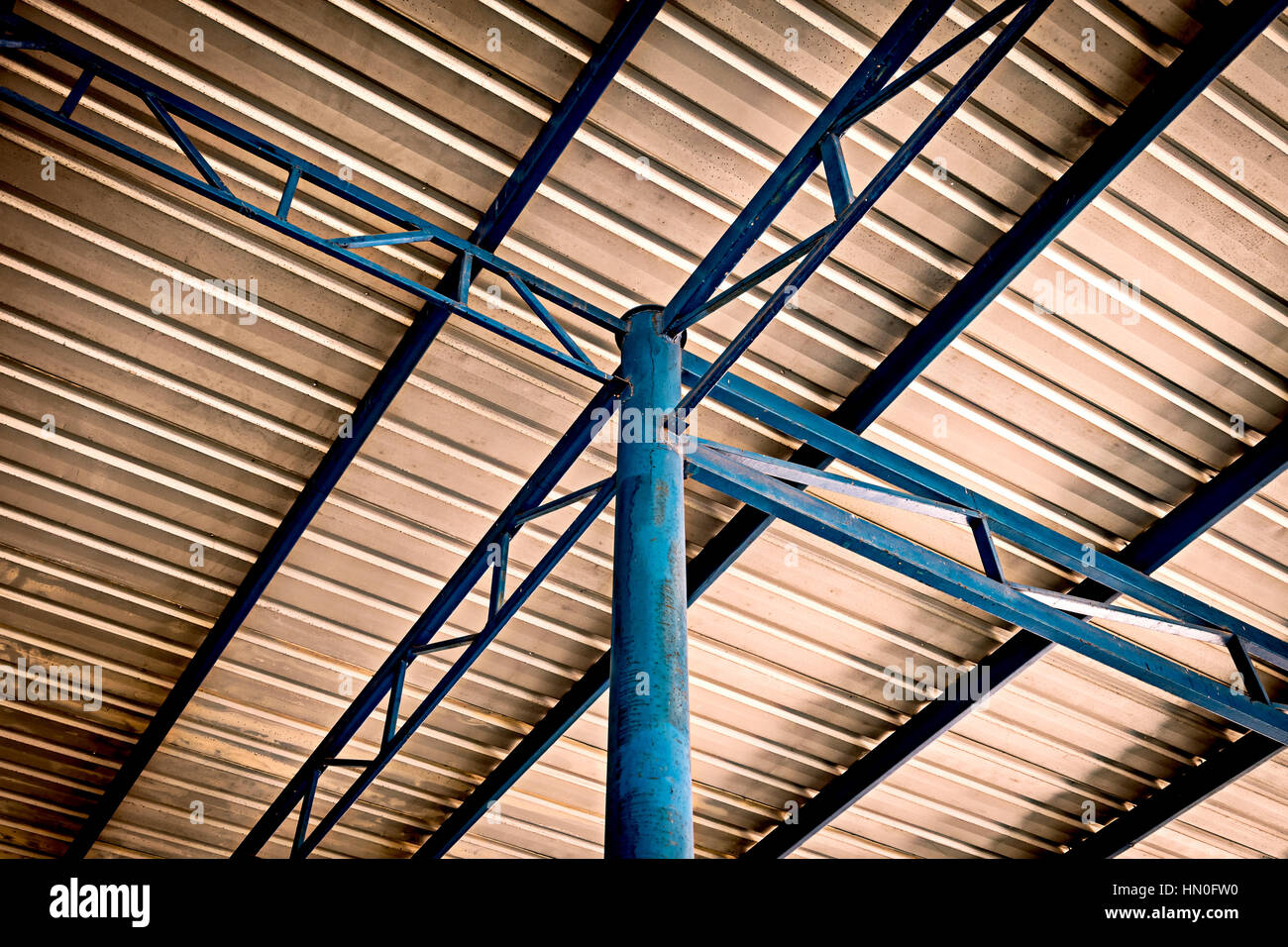 Old roof and rust steel truss for background/texture,process color ...