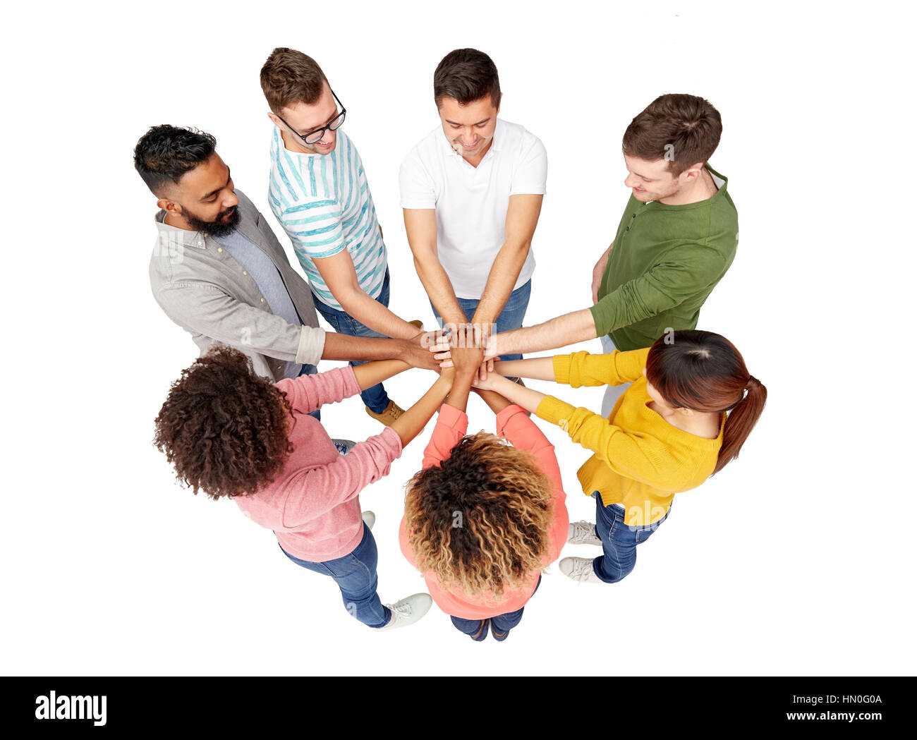 international group of happy people holding hands Stock Photo - Alamy
