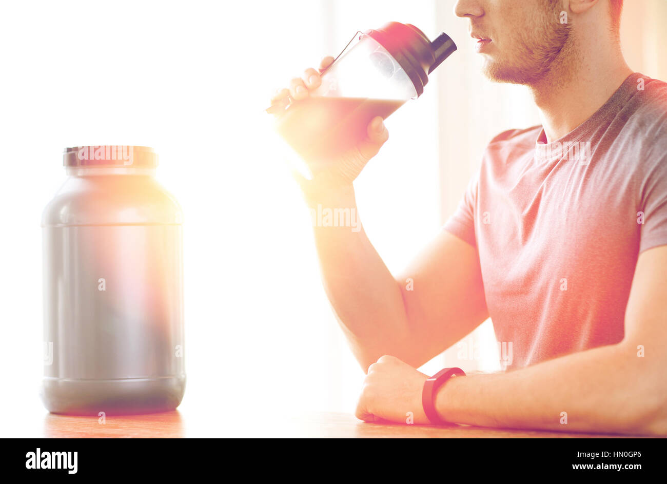 Man hands sport fitness shake protein hi-res stock photography and ...