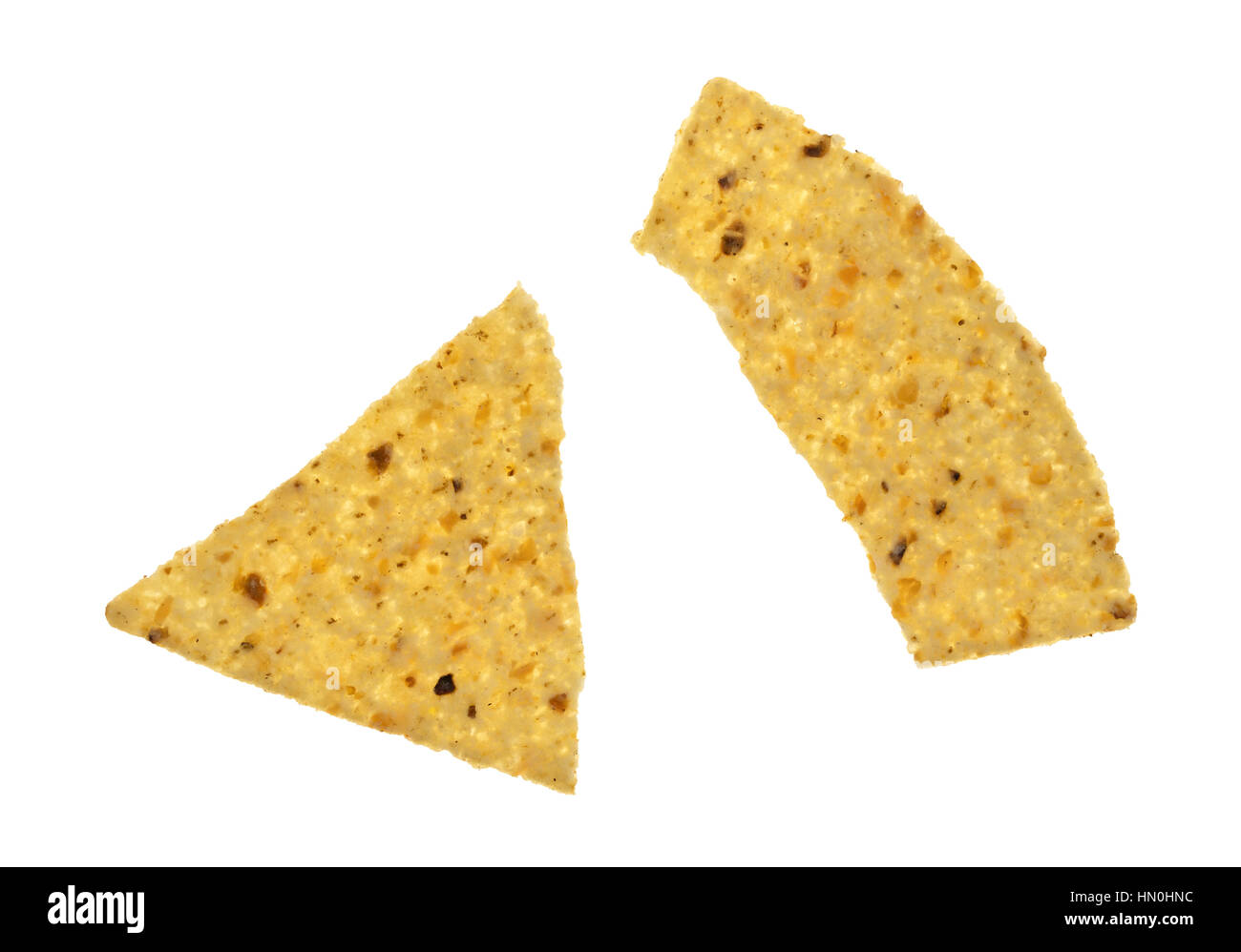 Top view of a broken tortilla chip isolated on a white background Stock ...