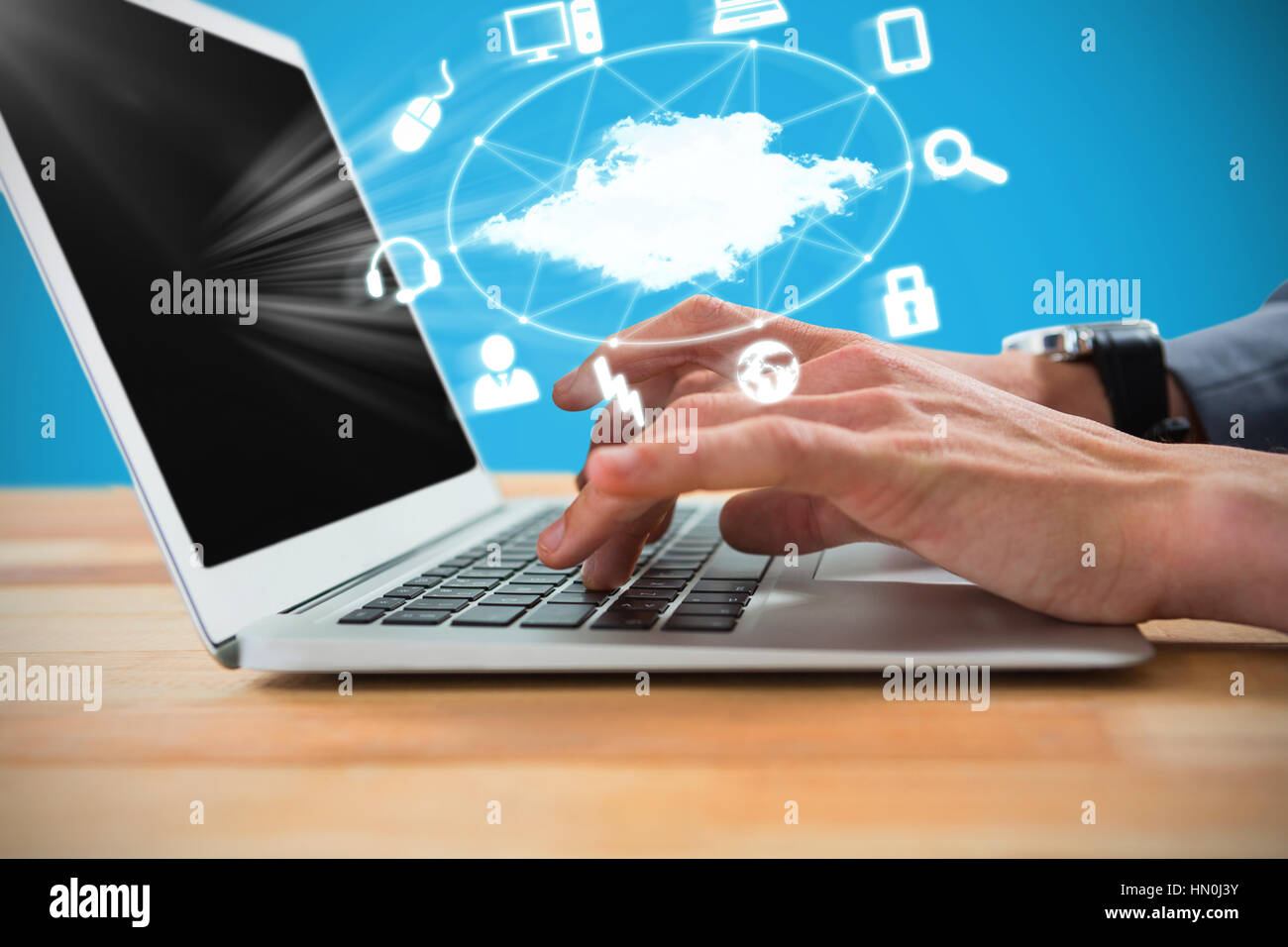 Hands typing on laptop cloud hi-res stock photography and images - Alamy