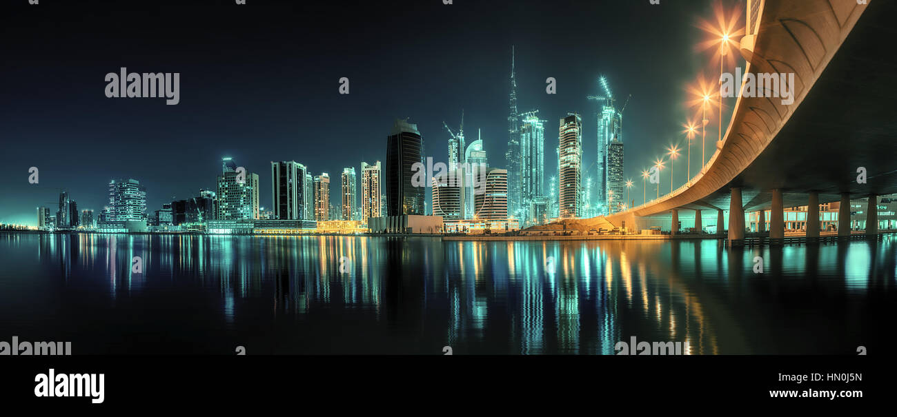 Panoramic view of Dubai Business bay, UAE Stock Photo - Alamy