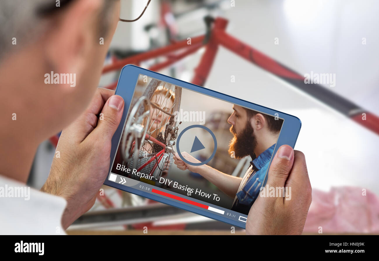Fast forward sign on digitally generated blank screen against man using ...