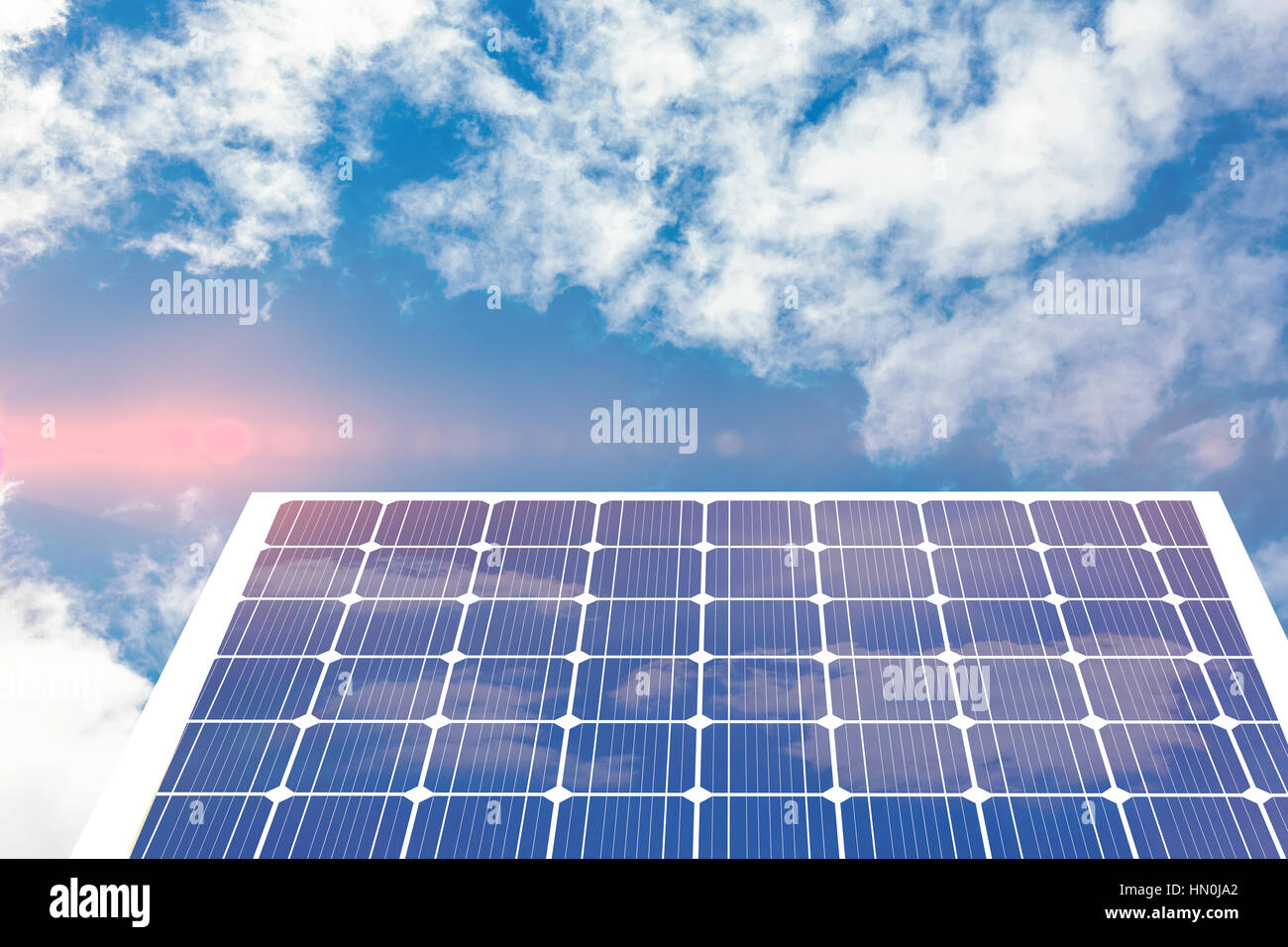 Solar panel with hexagon shape glasses against view of beautiful sky ...