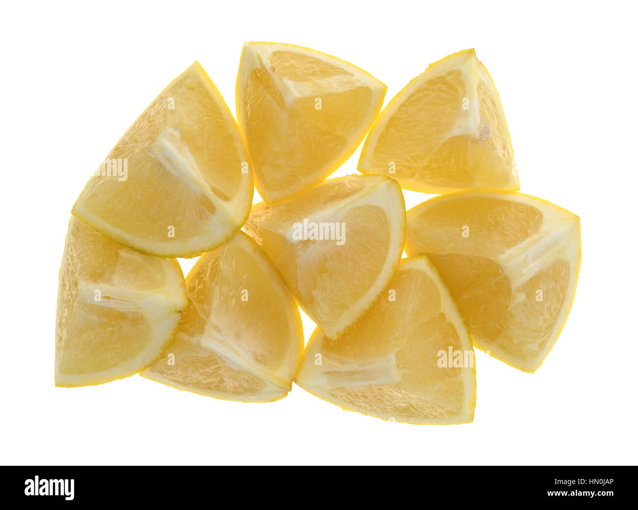 Top view of several chunks of white grapefruit isolated on a white ...