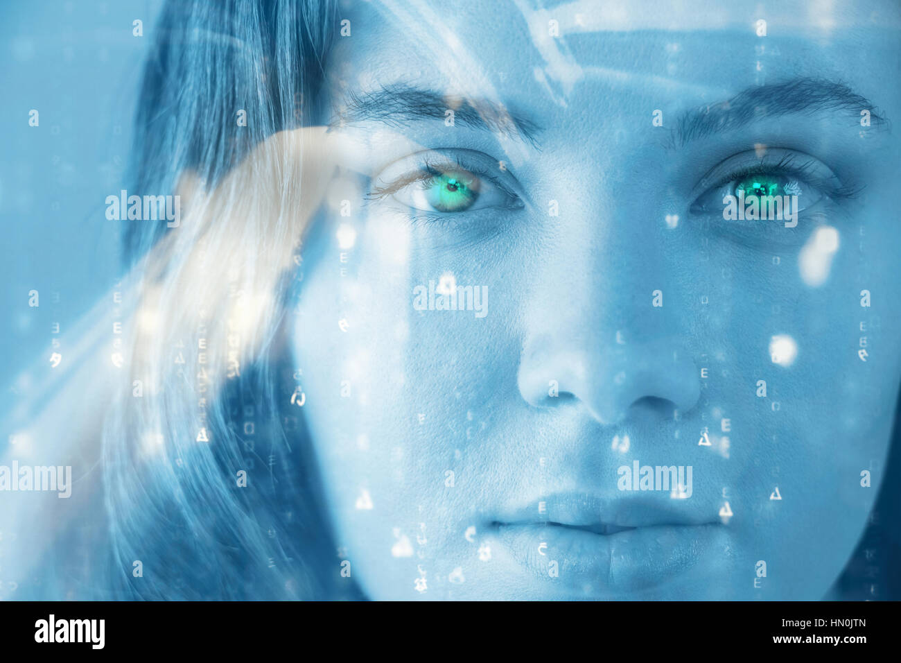 Monitor screen showing wallpaper against blue background with vignette ...