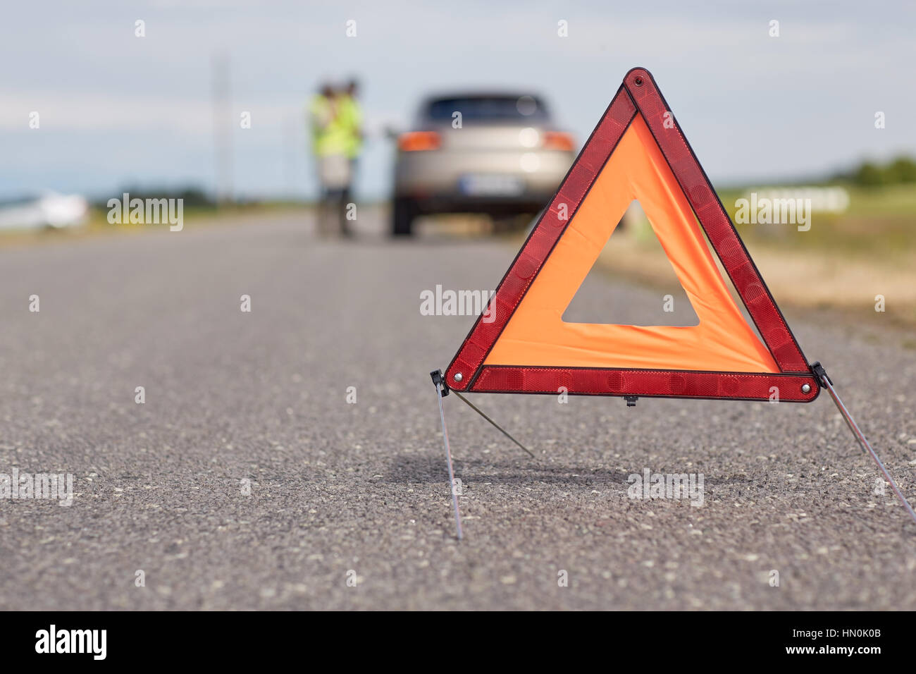 Accident warning triangle hi-res stock photography and images - Alamy