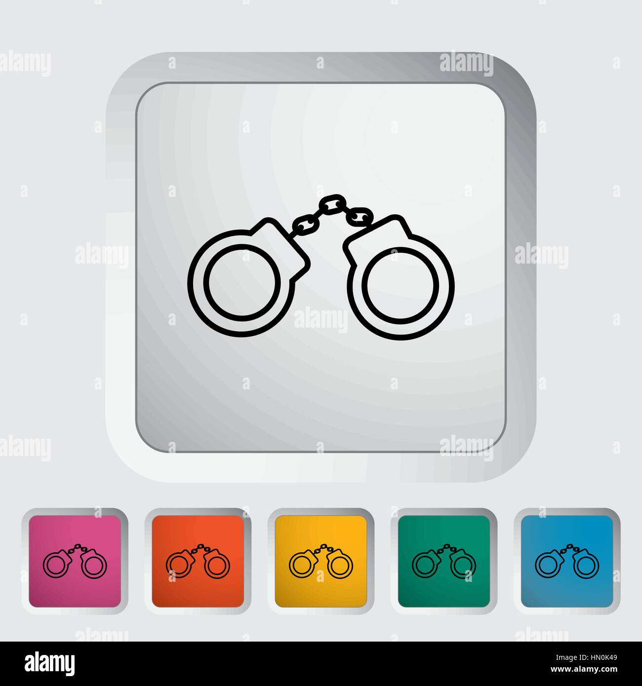 Handcuffs. Outline icon on the button. Vector illustration Stock Vector ...