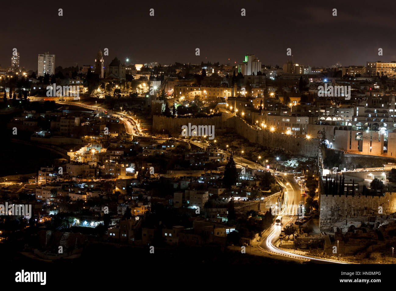 City Lights of Old Jerusalem at Night - Wailing Wall - Jerusalem ...