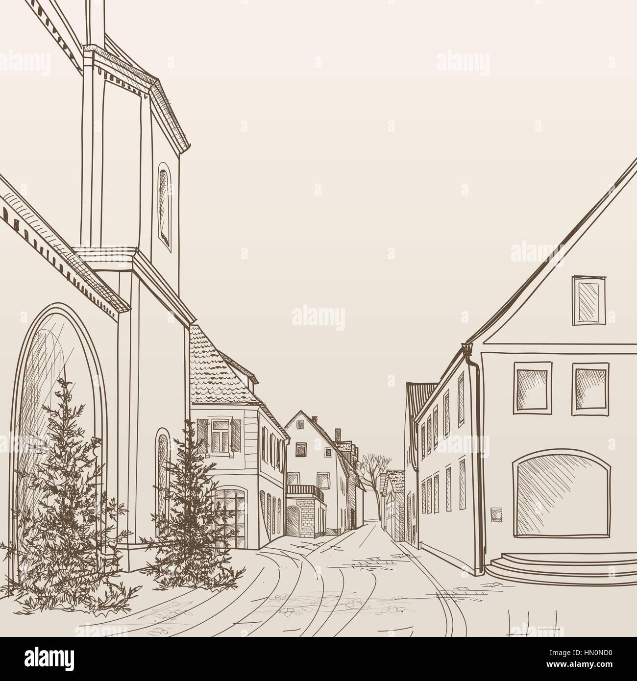 City Street Perspective Drawing