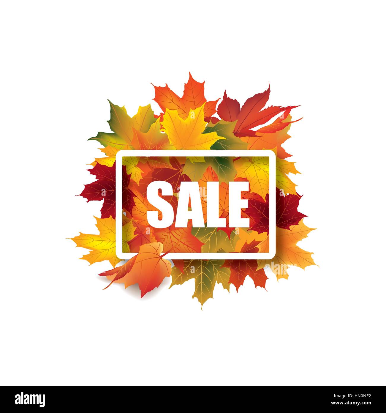 Fall leaves sign. Autumn leaf frame. Nature symbol with Sale lettering ...