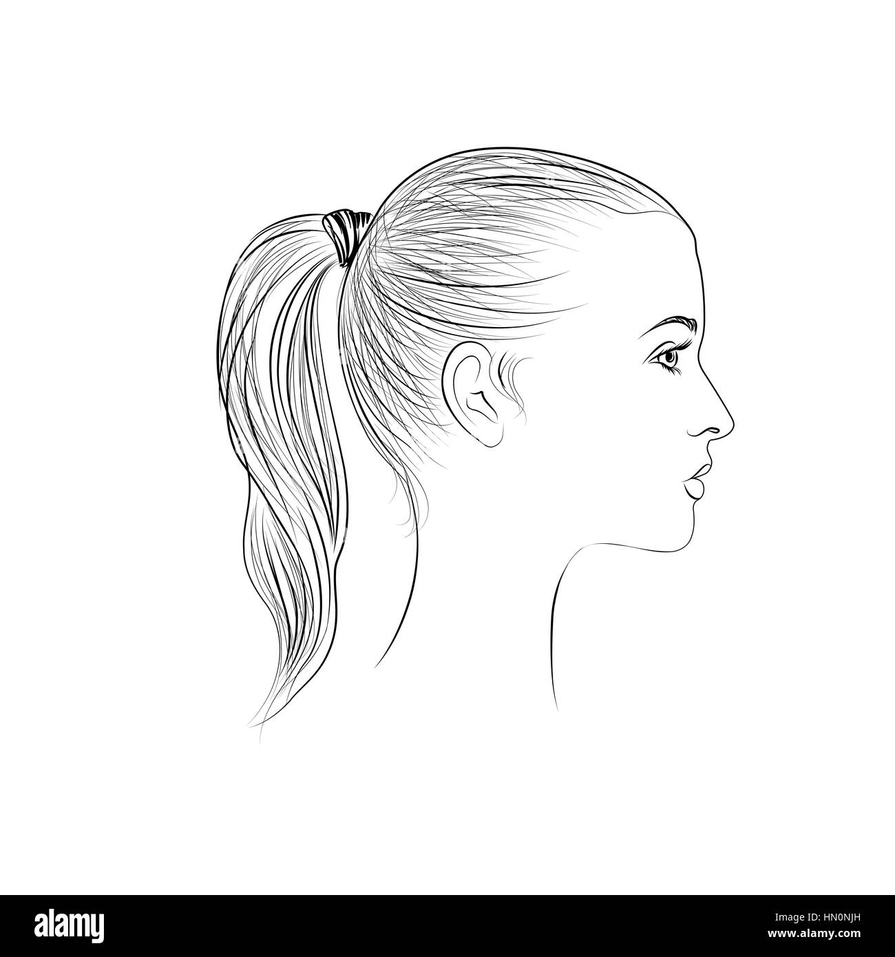 Girl Side Profile Drawing