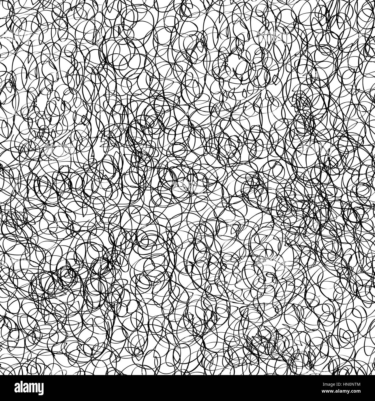 Abstract seamless pattern with messy doodle. Monochrome tiled ...