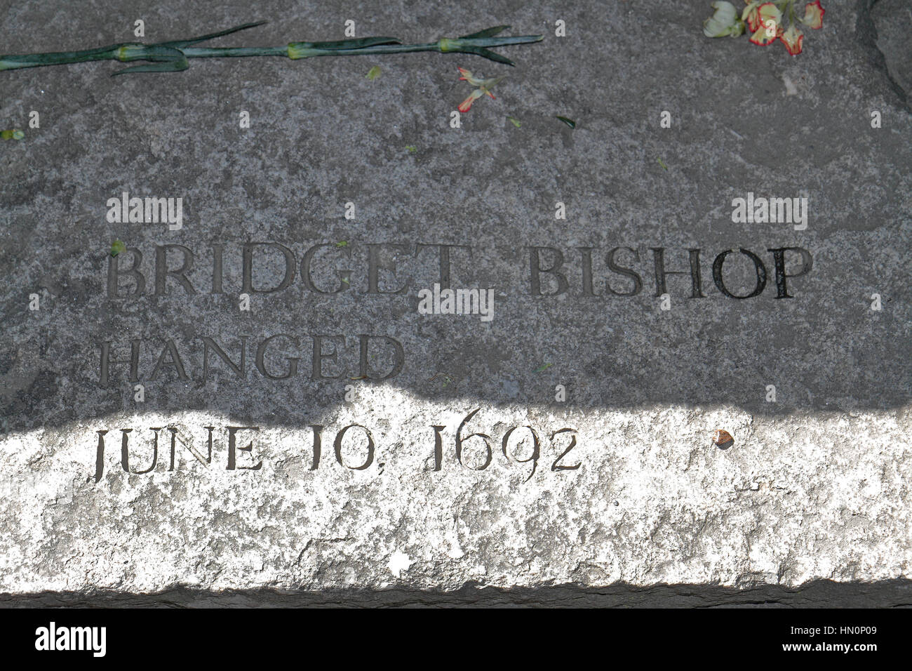 The memorial bench for Bridget Bishop, the first victim of the Salem ...