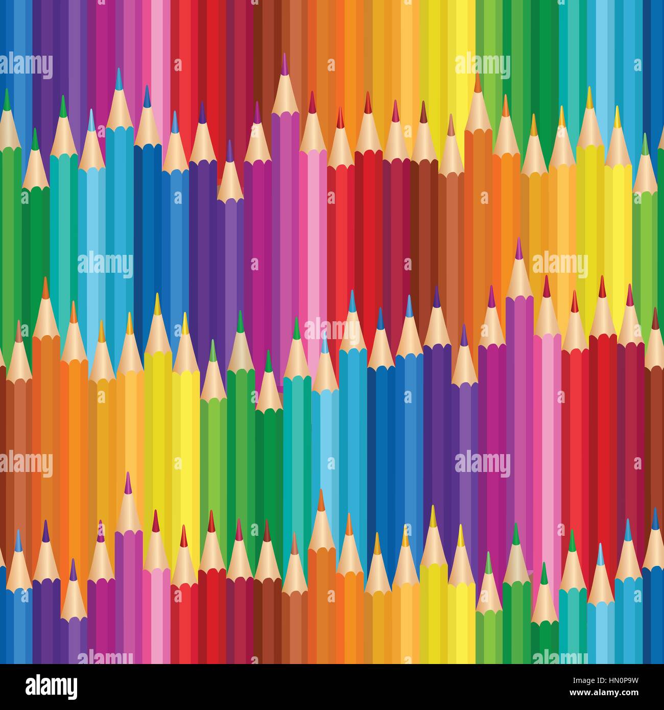 Crayon seamless background. Many colored wooden pencils vector ...