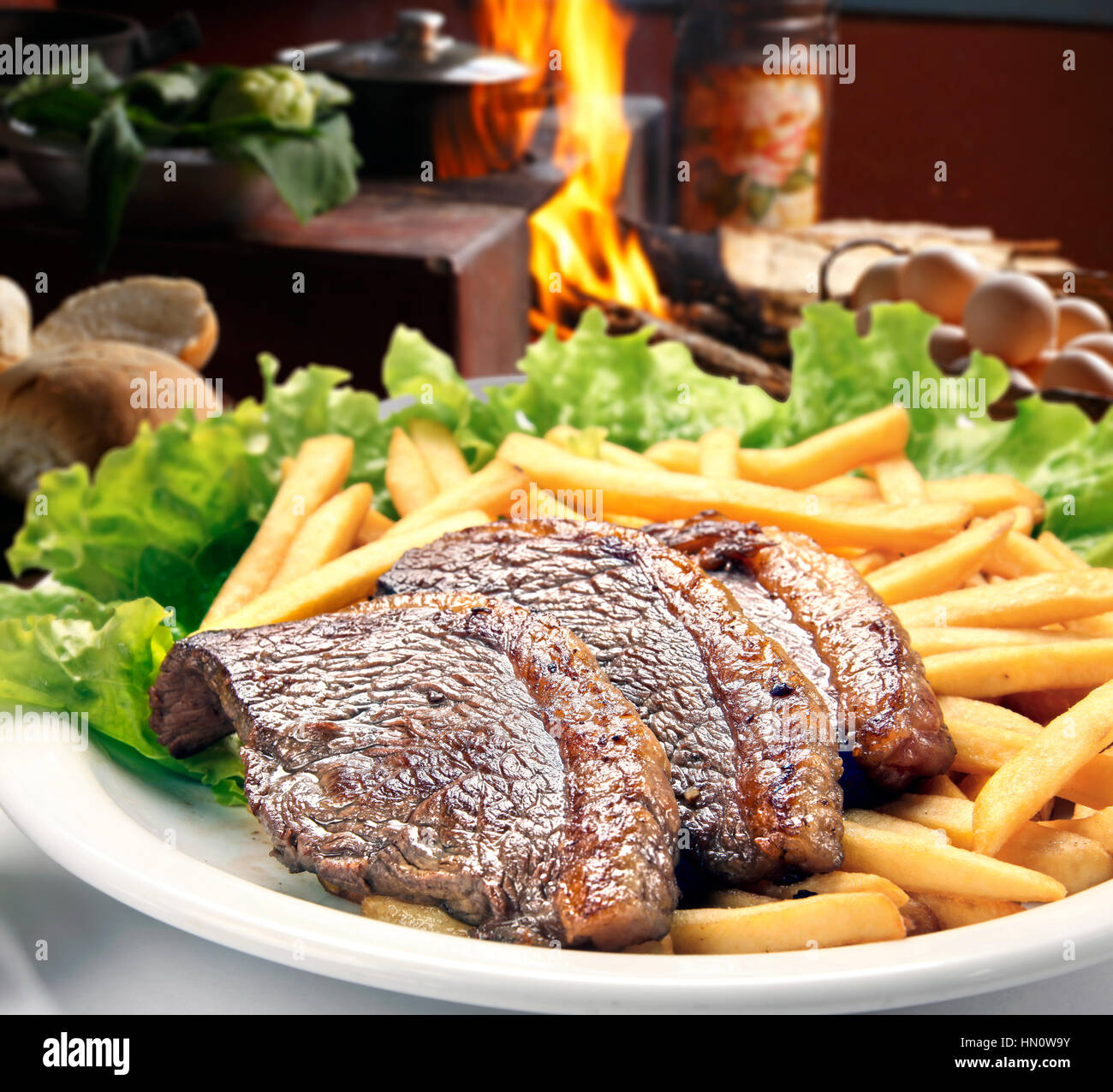 fries with Brazilian picanha Stock Photo - Alamy