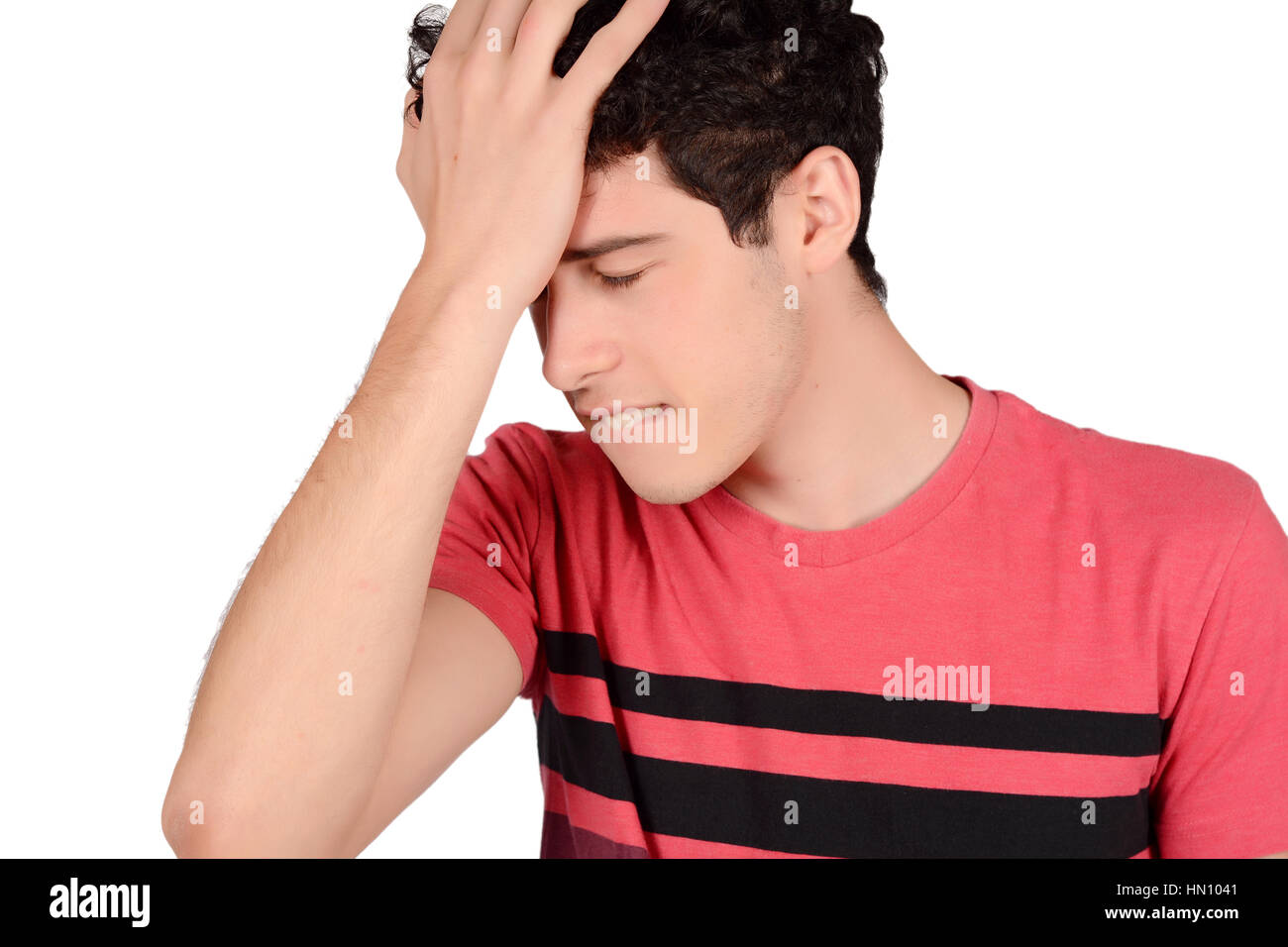 Portrait of an exhausted man. Isolated white background Stock Photo - Alamy