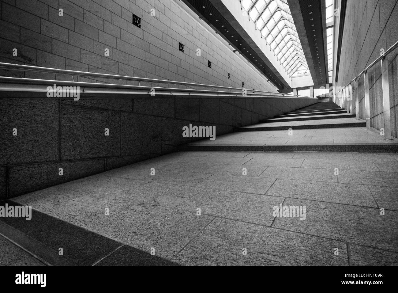 Slanted staircase in a hall of the National Gallery of Canada Stock ...