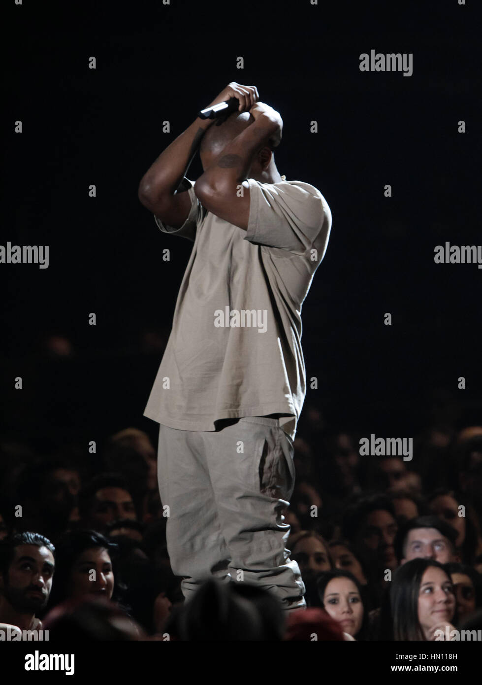Rapper Kanye West at the MTV Video Music Awards on August 30, 2015 in ...
