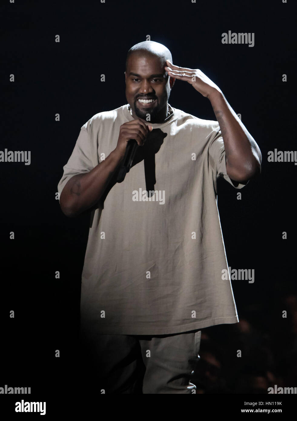 Rapper Kanye West at the MTV Video Music Awards on August 30, 2015 in ...