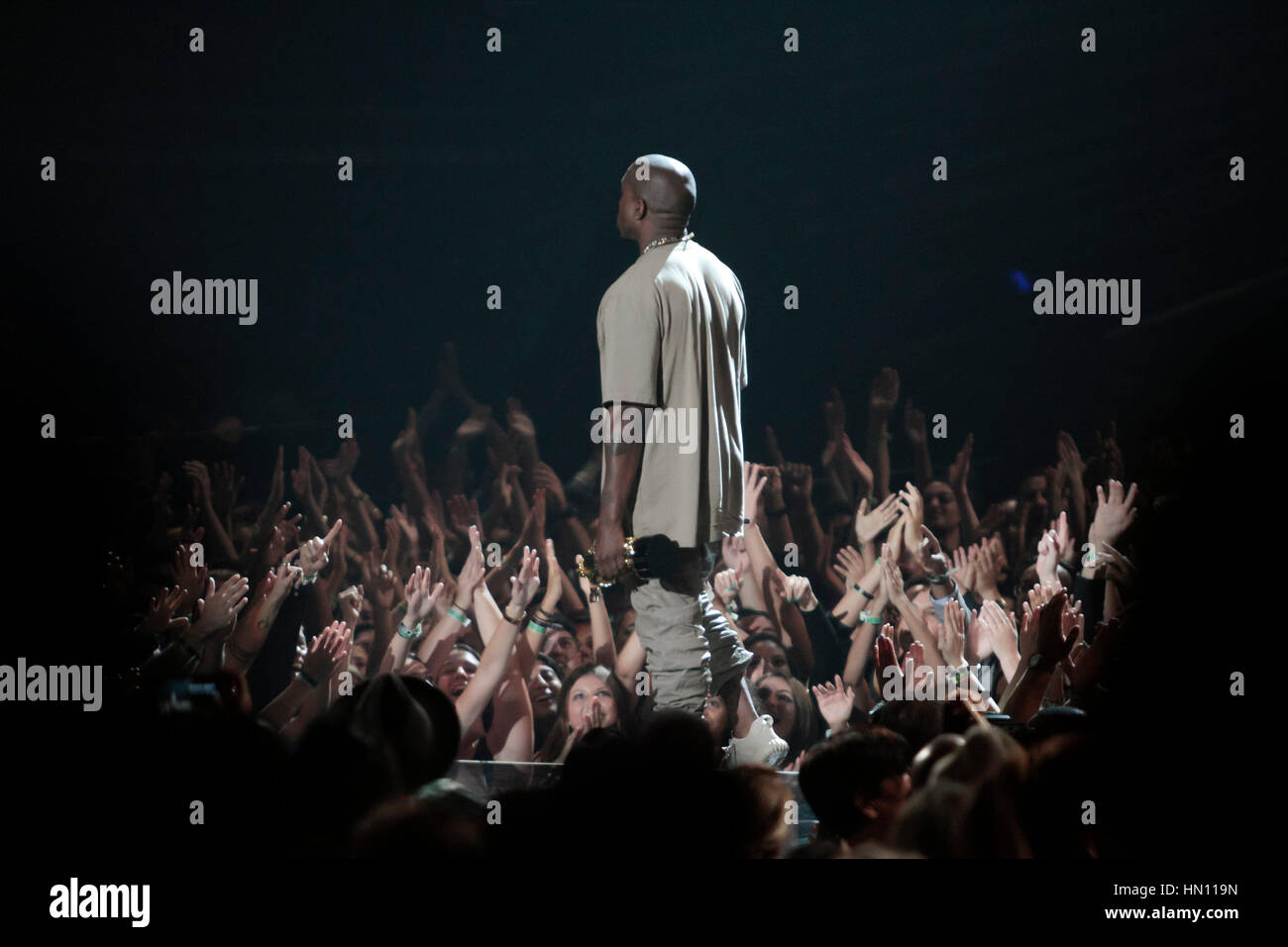 Rapper Kanye West at the MTV Video Music Awards on August 30, 2015 in ...