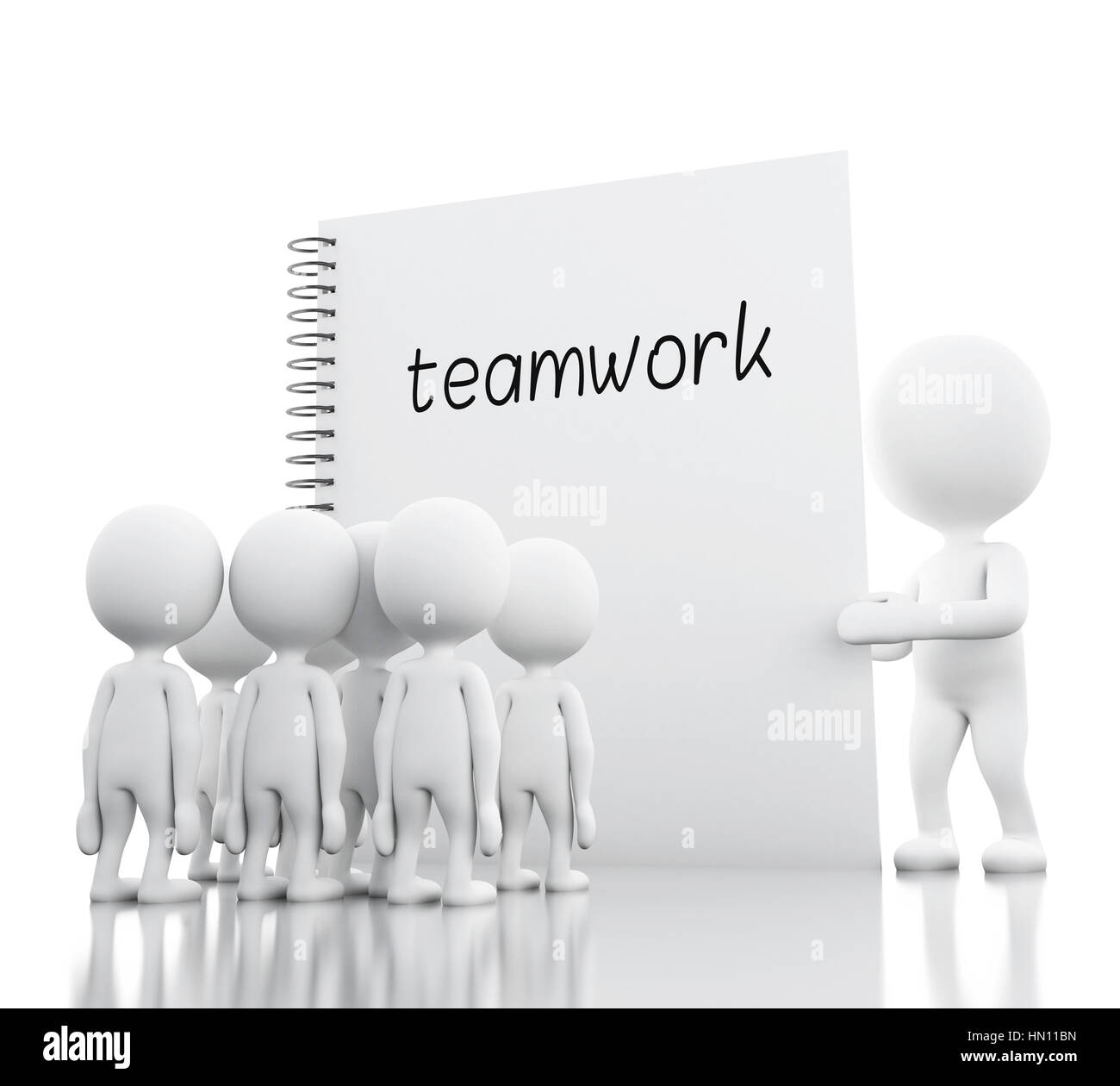 3d renderer image. White people leadership and notepad with word ...
