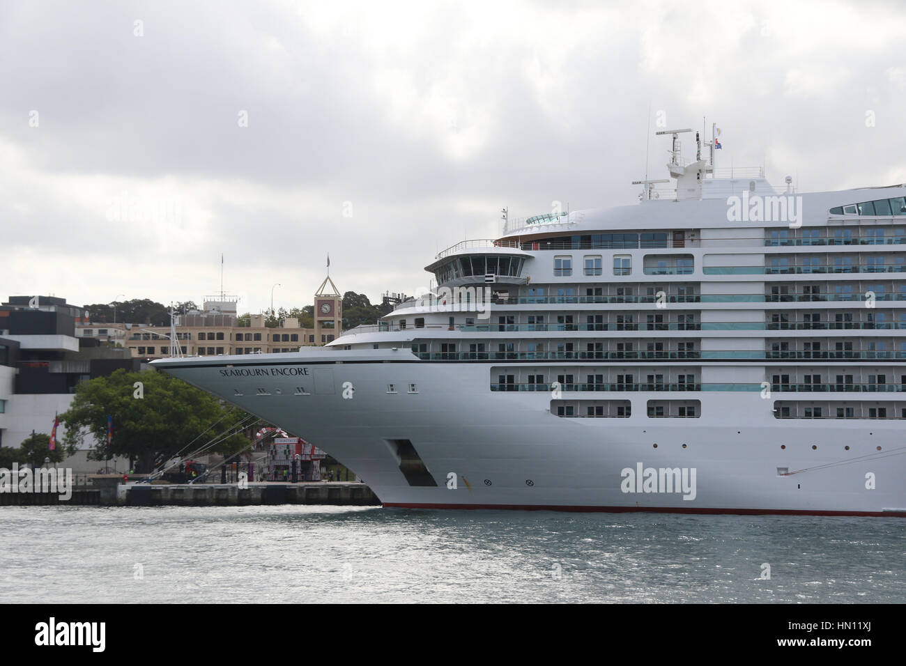The MV Seabourn Encore ship docked at the Overseas Passenger Terminal ...