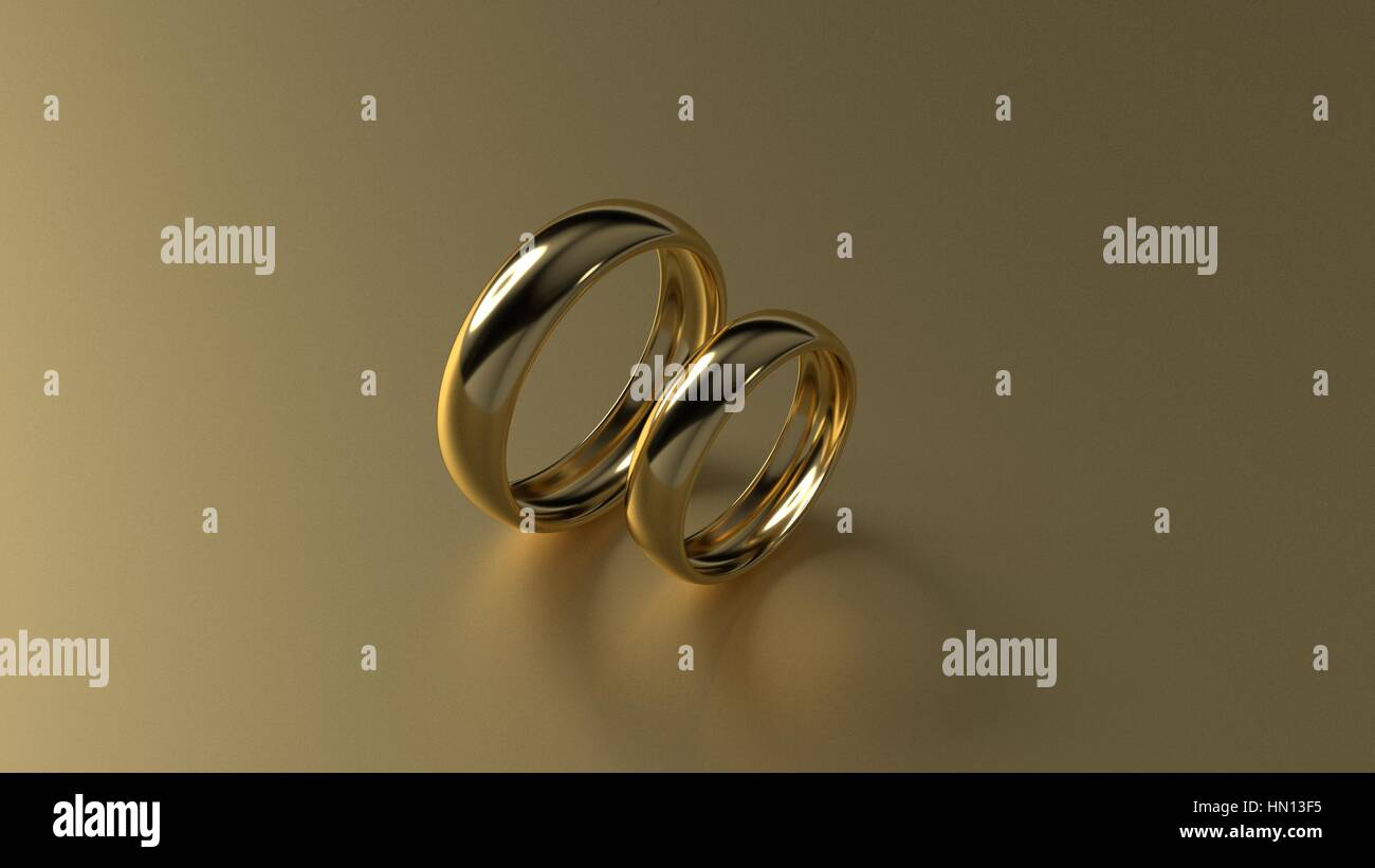 The beauty gold ring on shiny gold background. 3d rendering Stock Photo ...