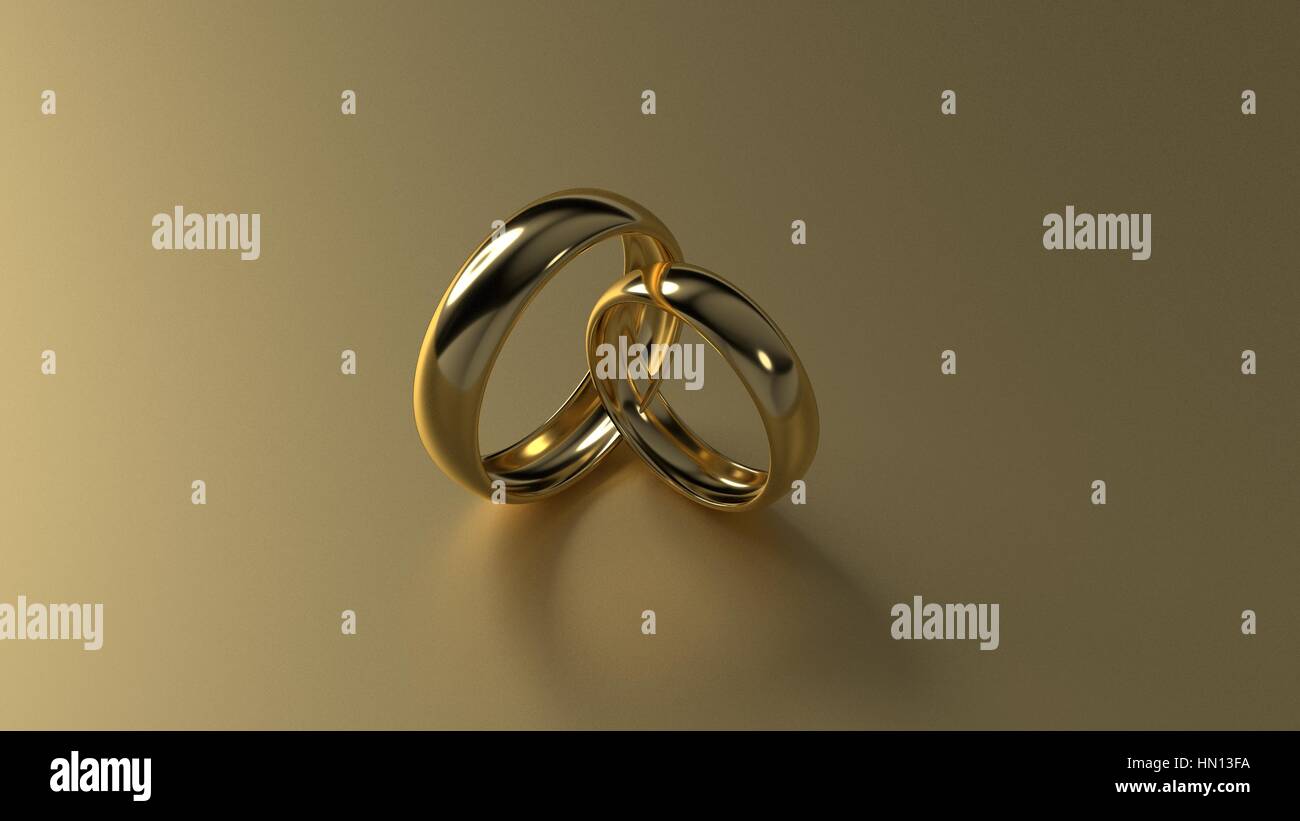 The beauty gold ring on shiny gold background. 3d rendering Stock Photo ...