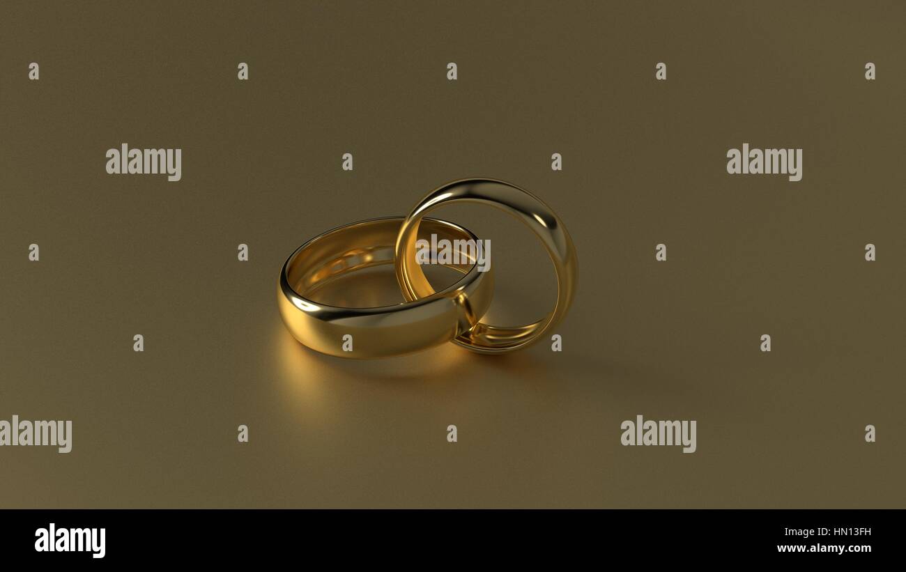 The beauty gold ring on shiny gold background. 3d rendering Stock Photo ...