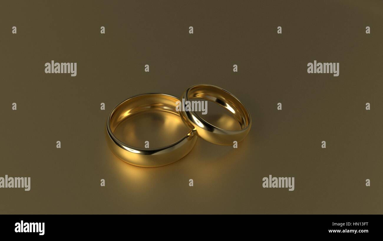 The beauty gold ring on shiny gold background. 3d rendering Stock Photo ...