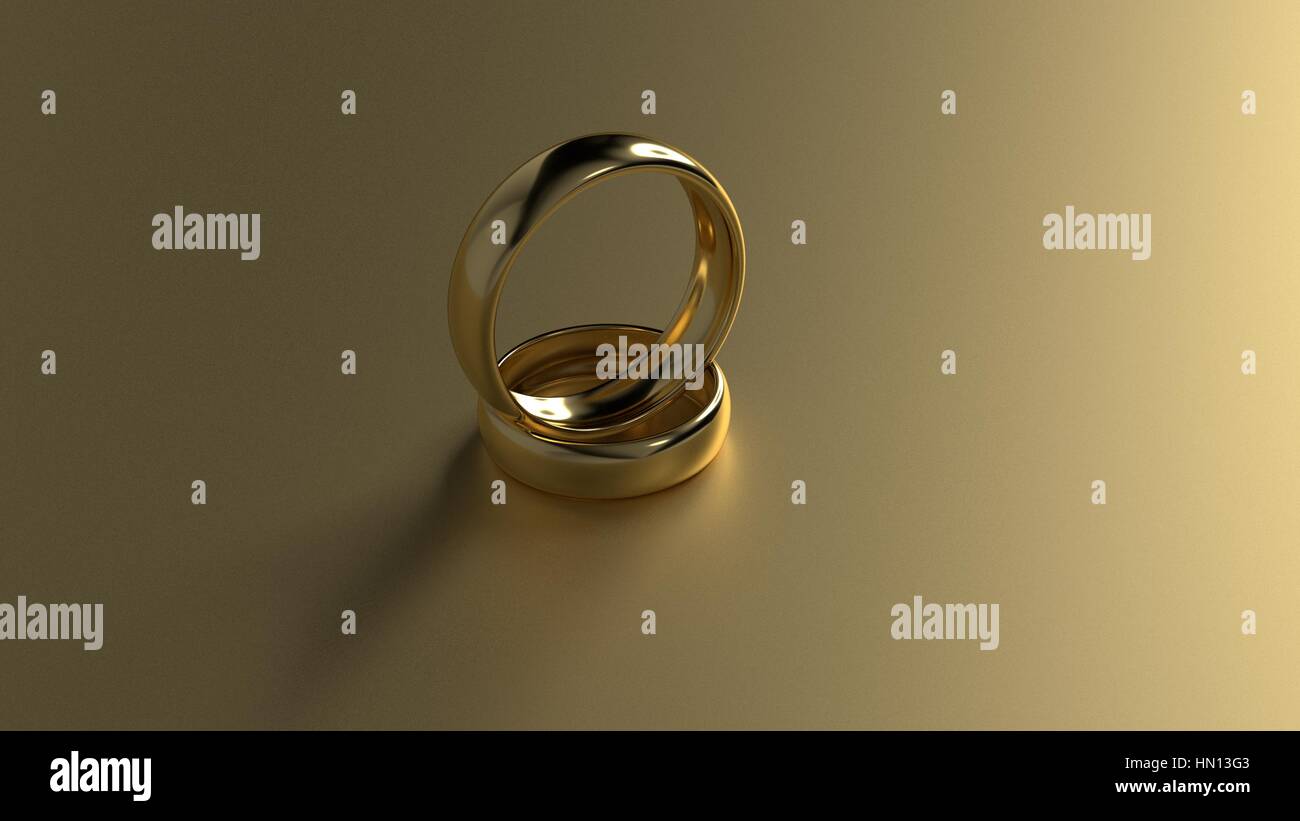 The beauty gold ring on shiny gold background. 3d rendering Stock Photo ...