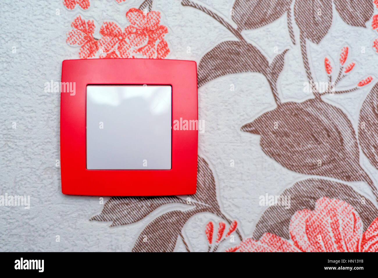 Electrical white and red rocker light switch Stock Photo - Alamy