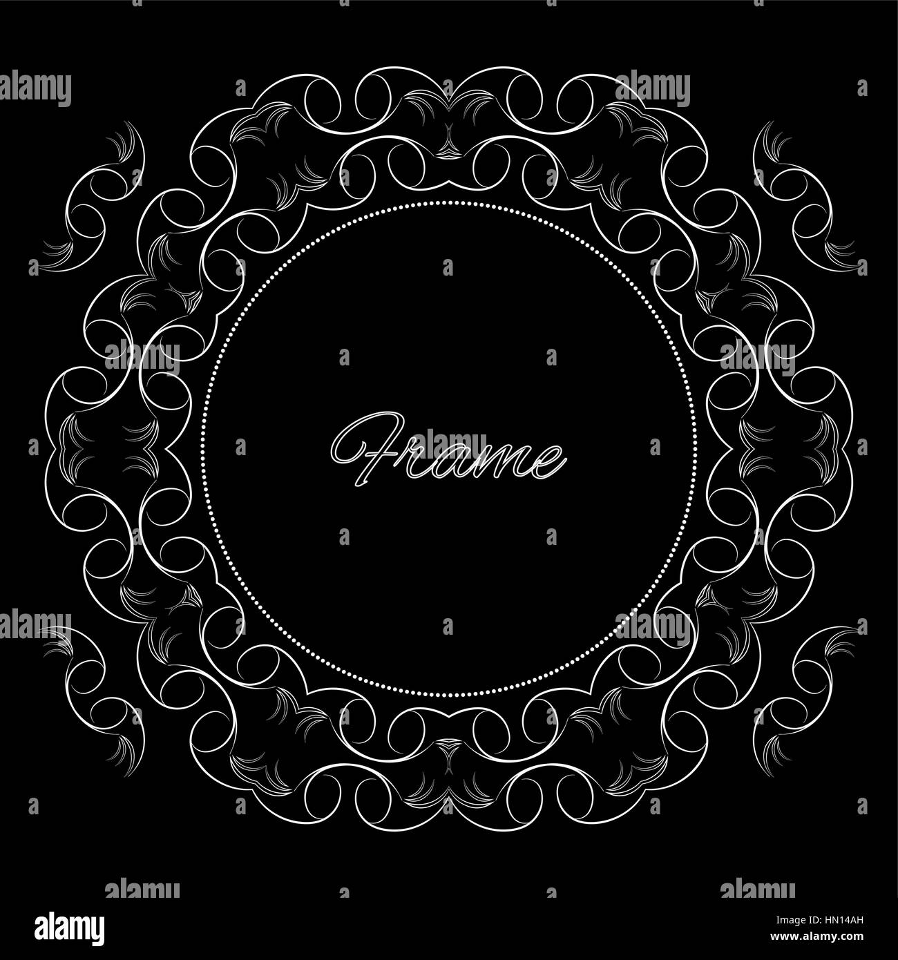 Stylish vintage frame with place for text. Black. Monogram. Creative ...