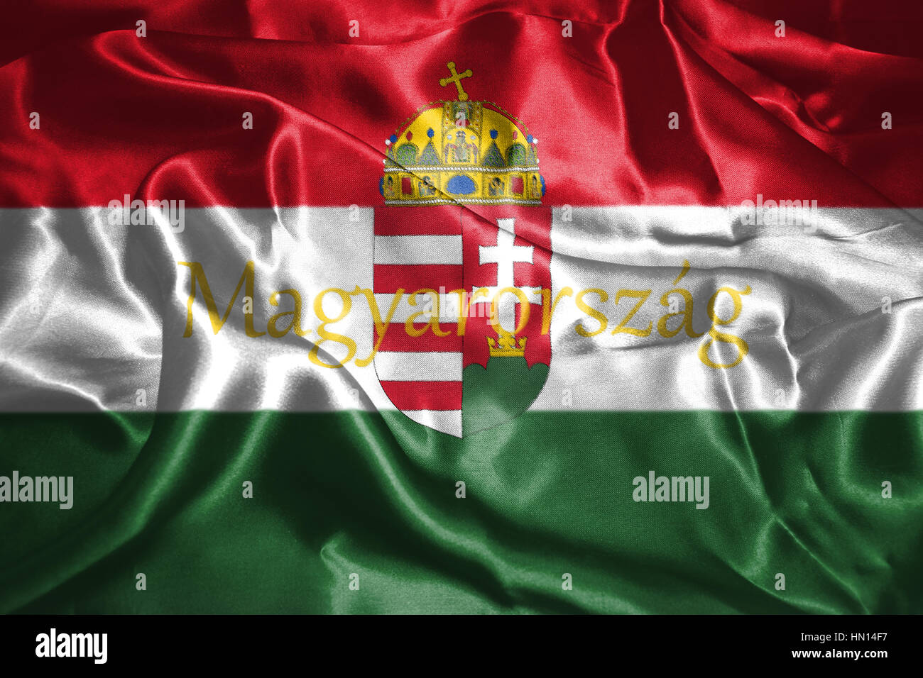 Hungarian National Flag With Coat Of Arms and Hungary Written On It 3D ...