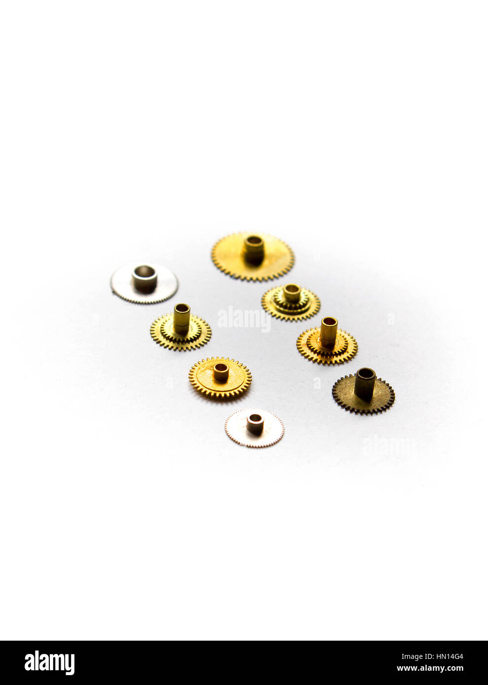 the clockworks isolated on a white background Stock Photo - Alamy