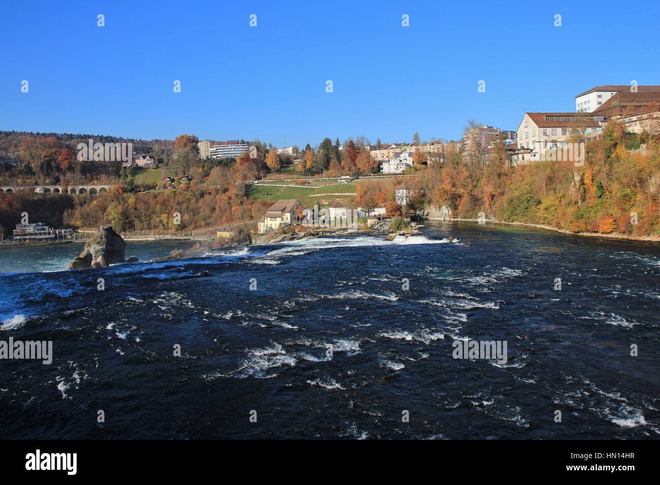 Rhine falls view from above. Autumn scene in Switzerland Stock Photo ...