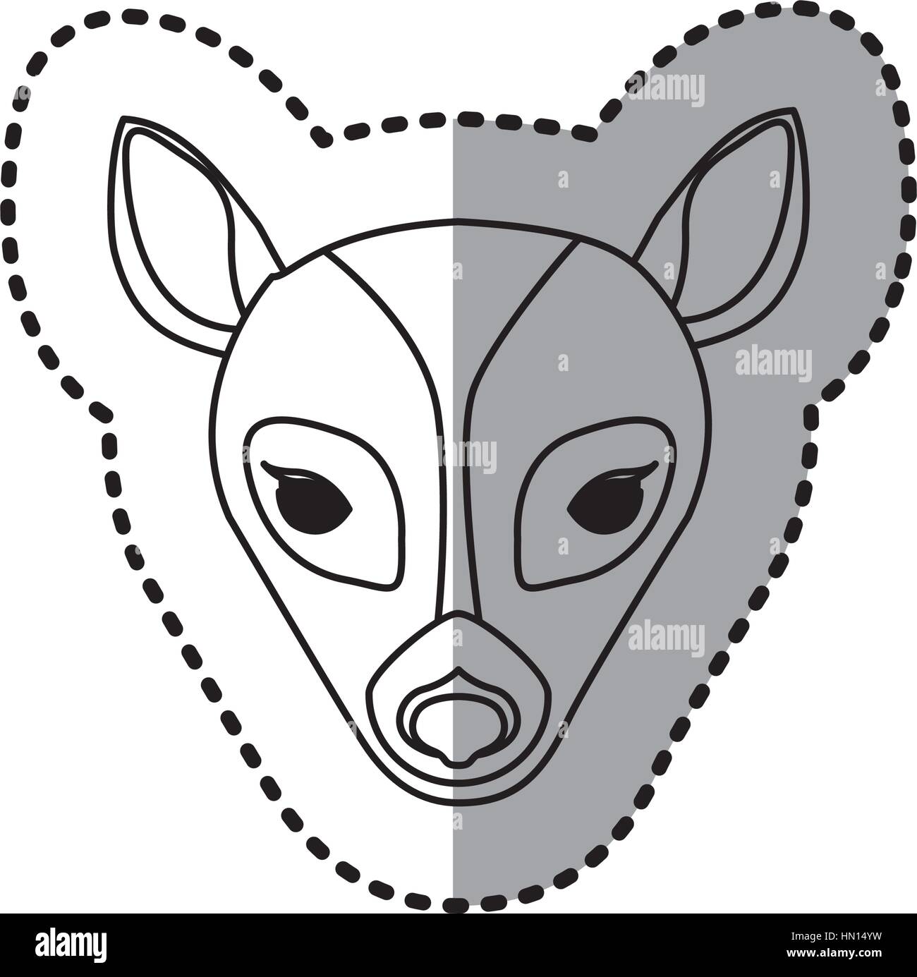 sticker silhouette close up deer animal vector illustration Stock ...
