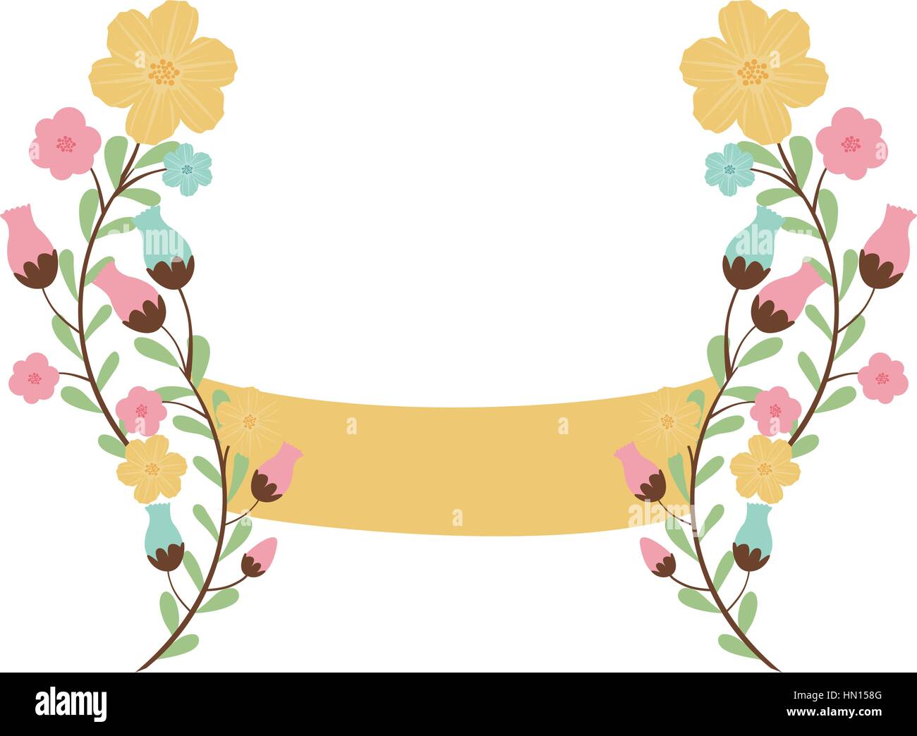 Flower Border For Label Bouquet Border Banner Frame Label Flower Stock