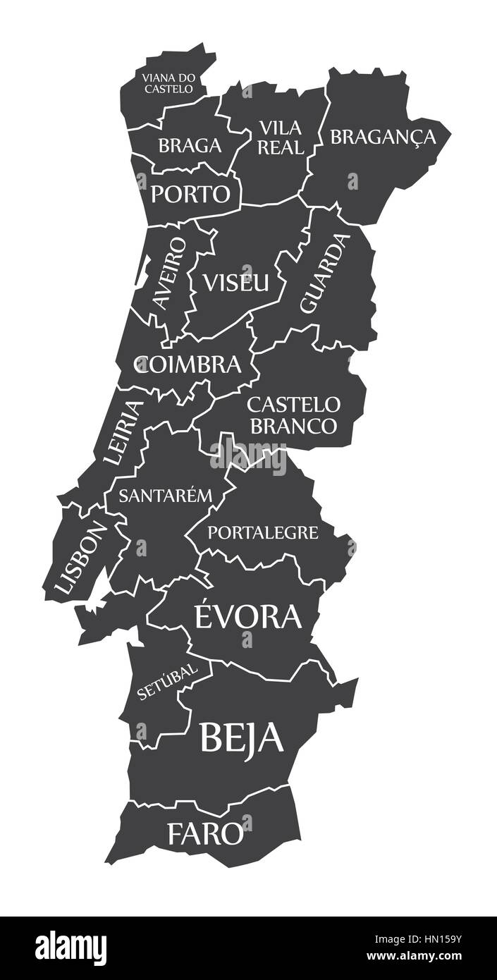 Administrative map portugal isolated Stock Vector Images - Alamy