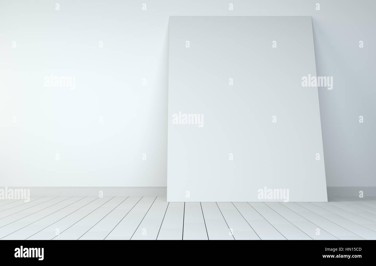 Blank white paper poster at room Stock Photo - Alamy