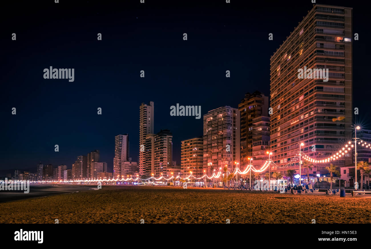 Benidorm at night Stock Photo - Alamy