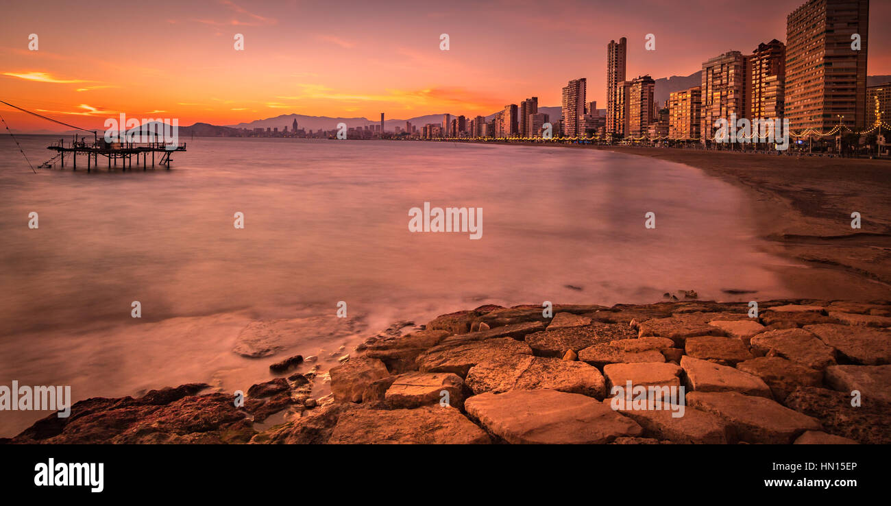 Benidorm at night Stock Photo - Alamy