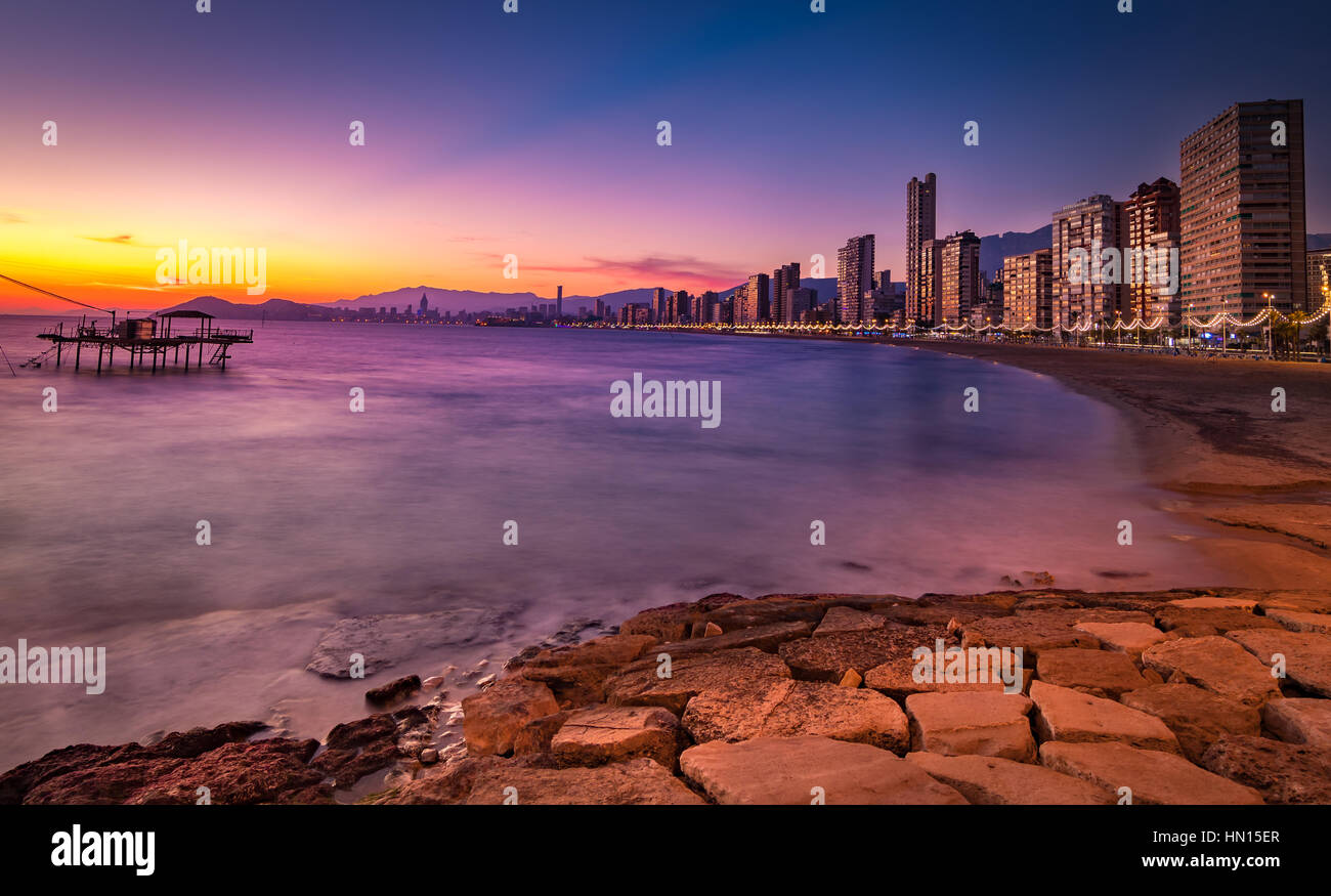 Benidorm at night Stock Photo - Alamy