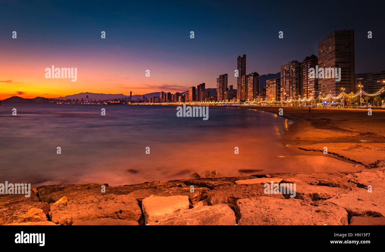 Benidorm at night Stock Photo - Alamy