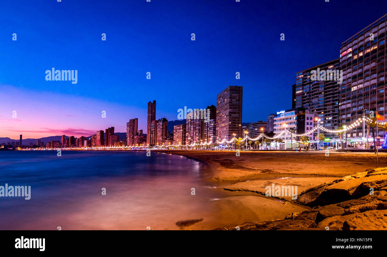 Benidorm at night Stock Photo - Alamy