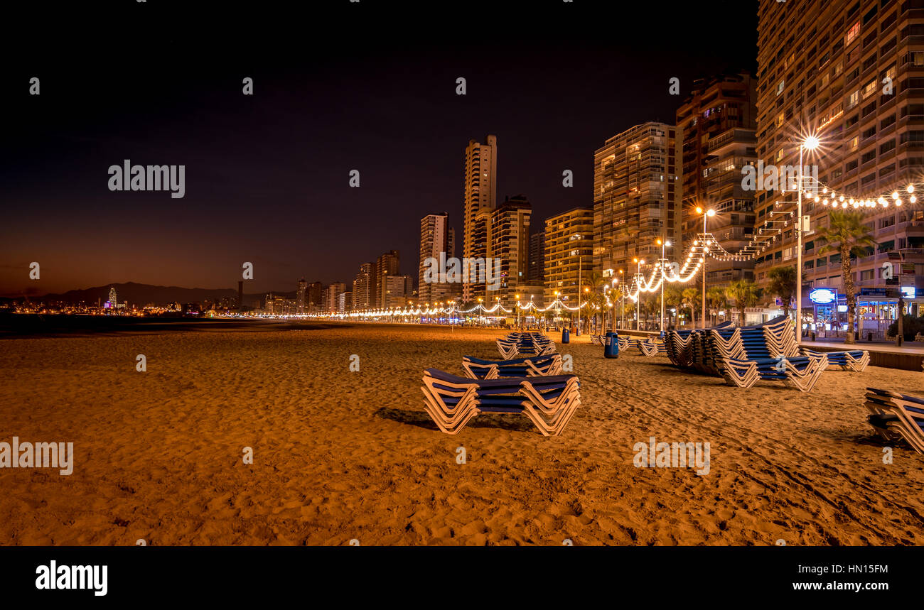Benidorm at night Stock Photo - Alamy