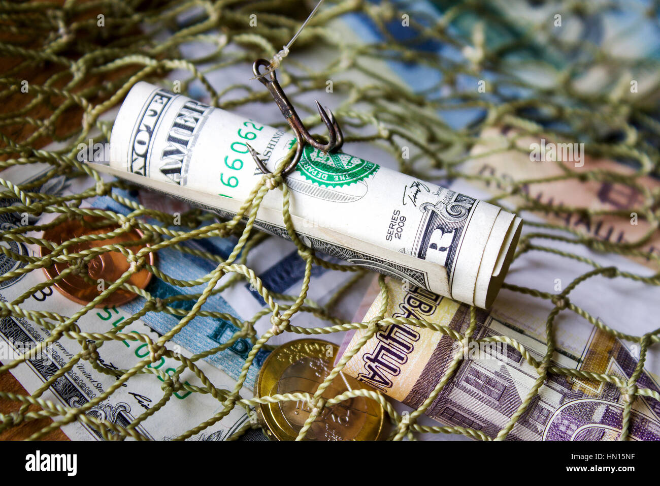 Belarusian money, dollar, fishing net. Without effort you won't catch ...