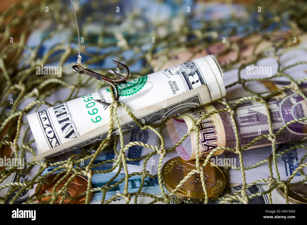 Belarusian money, dollar, fishing net. Without effort you won't catch ...